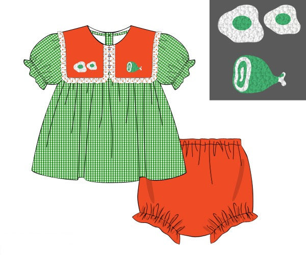 GREEN EGGS & HAM - GIRL DIAPER SET – Oaky Rose Smocking Co